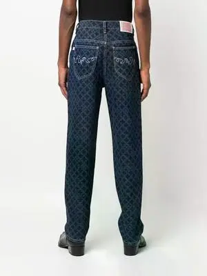 CHARLES JEFFREY Geometric-patterned Straight Leg Jeans