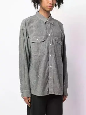 Visvim Logo-print Paint-splatter Shirt
