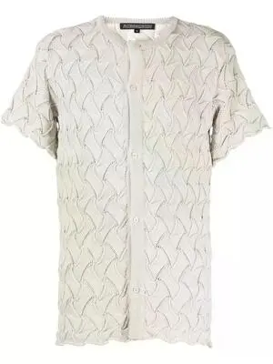 ROBYN LYNCH Wave Short-sleeve Cotton Cardigan - Grey