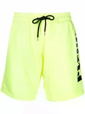 Philipp Plein Logo-print Drawstring-waist Swim Shorts - Yellow