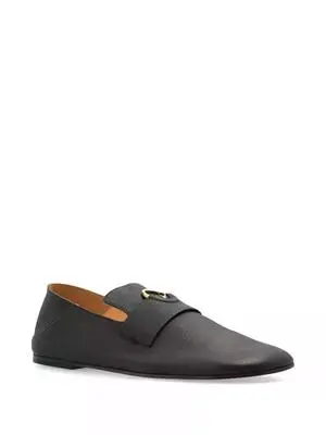 ODISSI Leather Slippers With Ring Hardware Detailing - Black