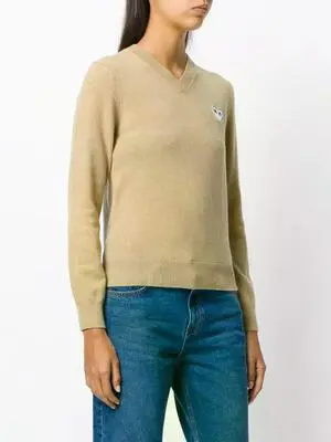 Play Comme Des Garcon V-neck Jumper - Neutrals