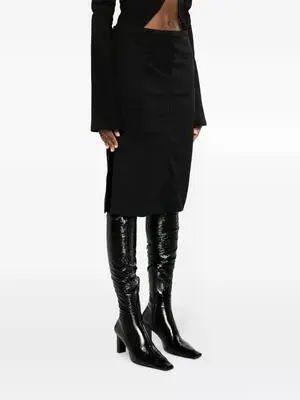 COURREGES Logo-appliqué High-waist Midi Skirt