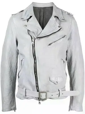 Yohji Yamamoto Belted Leather Biker Jacket - Grey