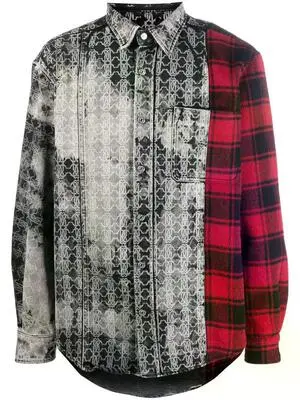 Roberto Cavalli Long-sleeved Patchwork Shirt