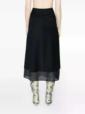 Peserico Pleated Virgin Wool-blend Midi Skirt