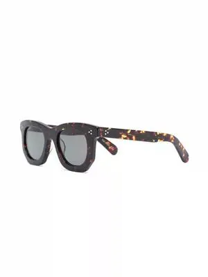 LESCA Ogre Geometric-frame Sunglasses - Brown