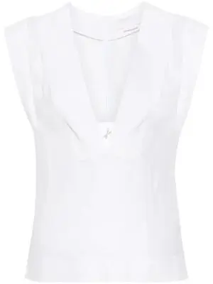 GENNY Logo-embellished Sleeveless Blouse - White