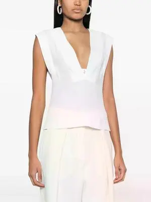GENNY Logo-embellished Sleeveless Blouse - White
