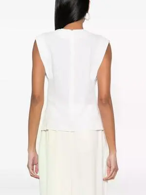 GENNY Logo-embellished Sleeveless Blouse - White