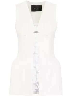 MUGLER Corseted Pierced Vest - White
