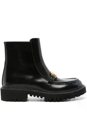 Valentino Garavani Vlogo Leather Flat Boots