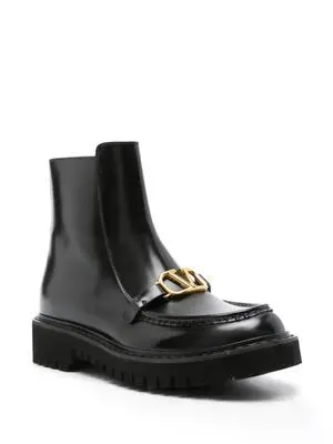 Valentino Garavani Vlogo Leather Flat Boots