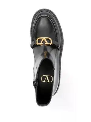 Valentino Garavani Vlogo Leather Flat Boots