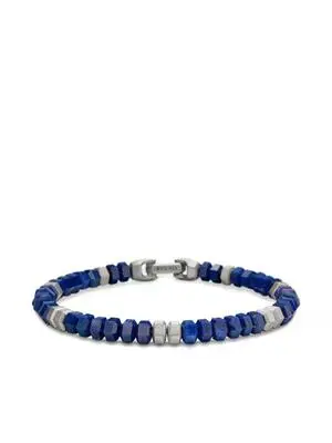 David Yurman Sterling Silver Hex Bead Bracelet - Blue