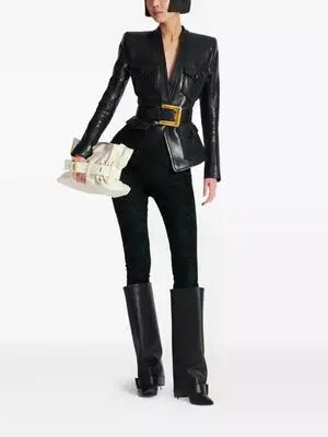 Balmain Belted Leather Jacket