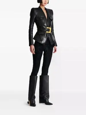 Balmain Belted Leather Jacket