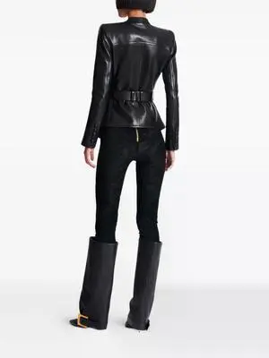 Balmain Belted Leather Jacket