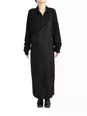 Y’s Pinstripe Asymmetric Dress - Black