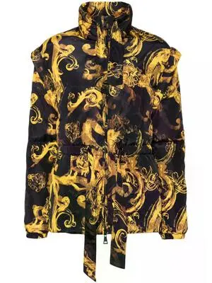 Versace Barocco-print Down Jacket - Black