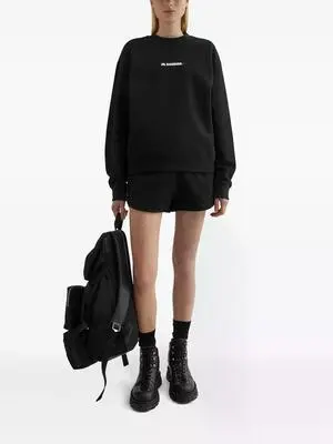 JIL SANDER Cotton Logo Print Crewneck Sweatshirt - Black
