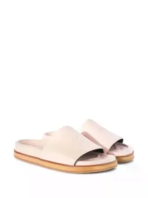 Off-White Logo-stamp Leather Slides - Neutrals