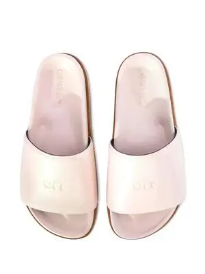 Off-White Logo-stamp Leather Slides - Neutrals