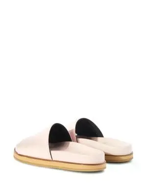 Off-White Logo-stamp Leather Slides - Neutrals