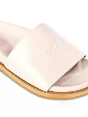 Off-White Logo-stamp Leather Slides - Neutrals