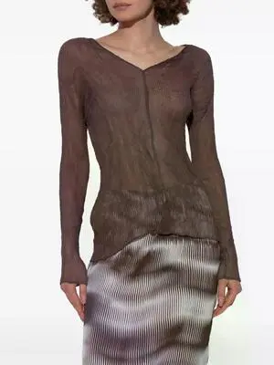 Issey Miyake Chiffon Top - Brown