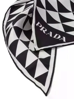 Prada Geometric-print Silk Scarf - Black