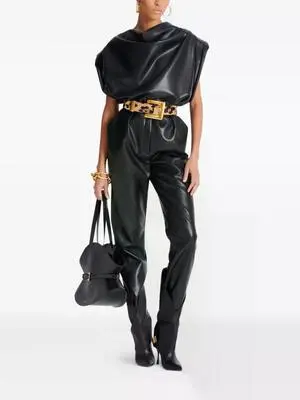 Balmain High-waisted Faux Leather Trousers