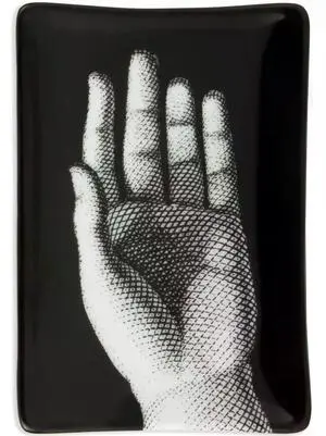 FORNASETTI Mano Hand-motif Porcelain Ashtray - Black