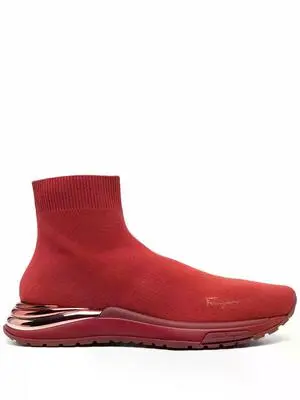FERRAGAMO Knitted High-top Sneakers - Red