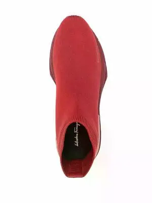 FERRAGAMO Knitted High-top Sneakers - Red
