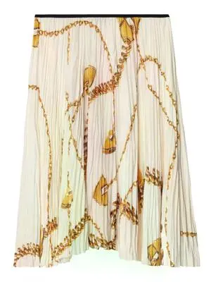 Burberry Pleated Jersey Skirt With Shield Hardware Print