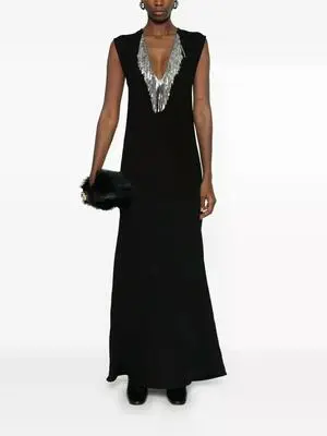 JIL SANDER Fringed-mesh Maxi Dress