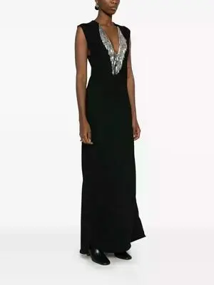 JIL SANDER Fringed-mesh Maxi Dress