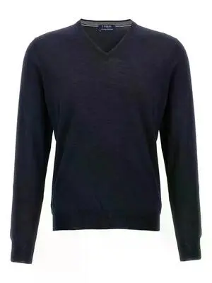 BARBA NAPOLI V-neck Knitted Jumper - Blue