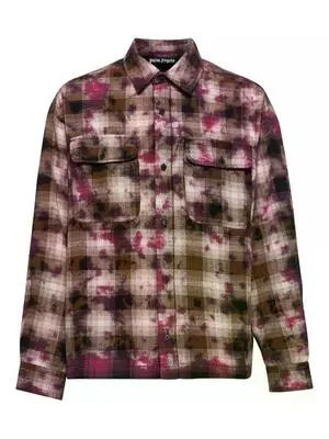 Palm Angels Curved-logo Check Shirt - Brown