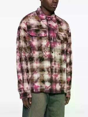 Palm Angels Curved-logo Check Shirt - Brown