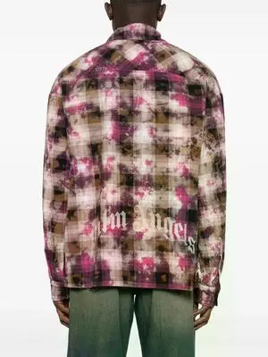 Palm Angels Curved-logo Check Shirt - Brown
