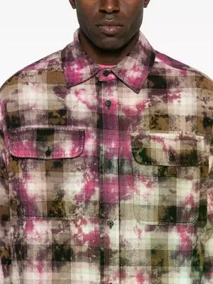 Palm Angels Curved-logo Check Shirt - Brown