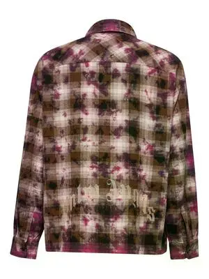 Palm Angels Curved-logo Check Shirt - Brown