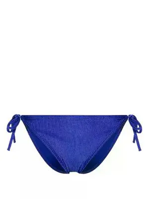 Calvin Klein Logo-tape Ribbed Bikini Bottoms - Blue