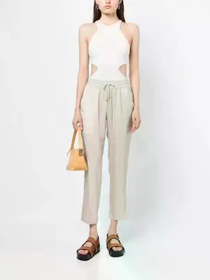 Lorena Antoniazzi Beige Satin Drawstring Waist Track Pants