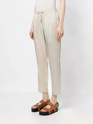 Lorena Antoniazzi Beige Satin Drawstring Waist Track Pants