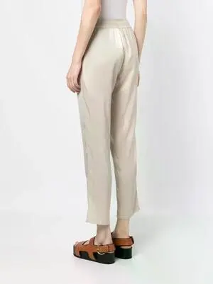 Lorena Antoniazzi Beige Satin Drawstring Waist Track Pants