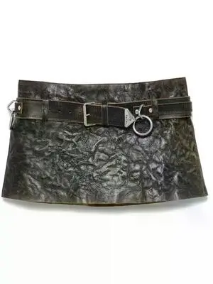Prada Leather Mini Skirt - Black