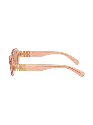 Miu Miu Logo-lettering Oval-frame Sunglasses - Pink
